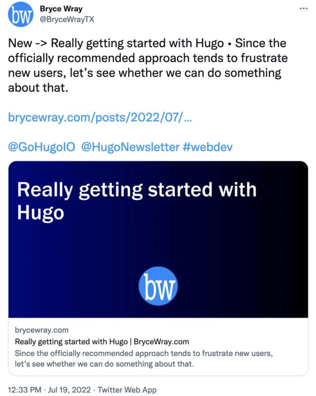 Bundling up: rebuilding my Hugo site | BryceWray.com